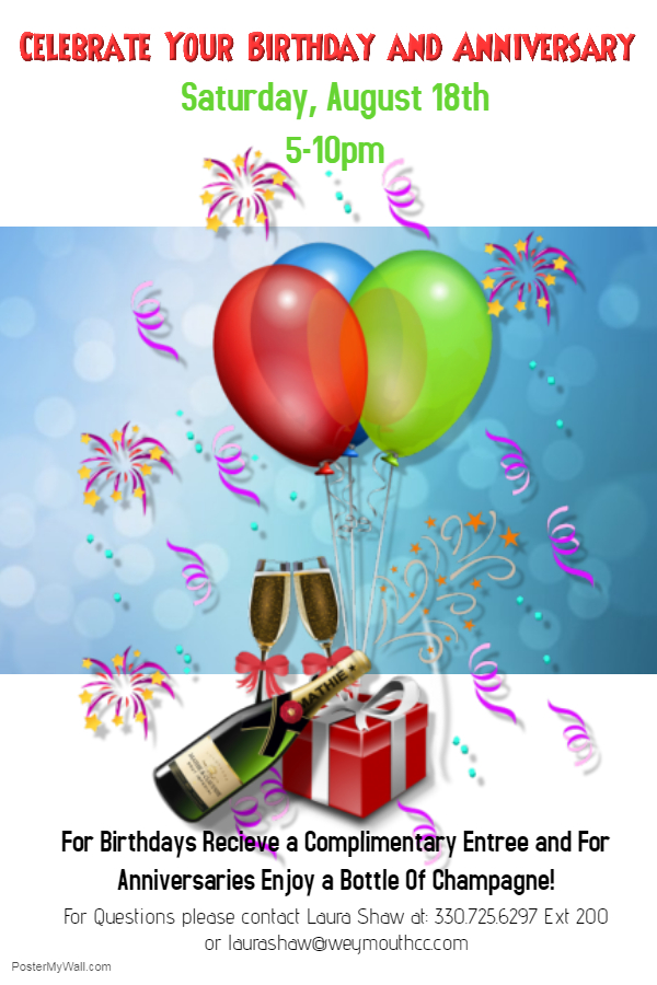 August Birthday and Anniversary Celebration | Weymouth Country Club ...